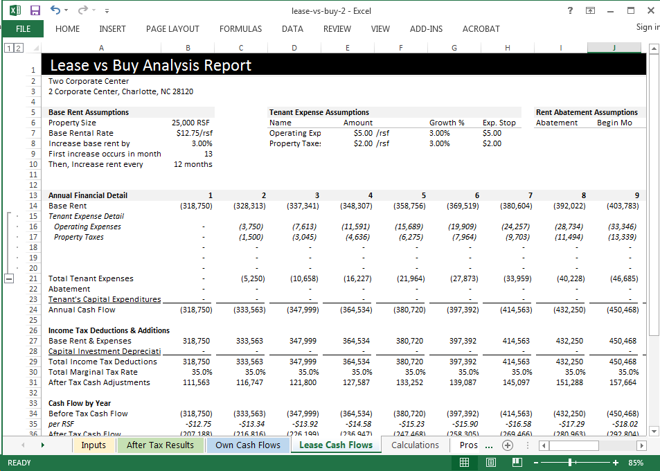 Lease Vs Buy Analysis Template LeaseMatrix